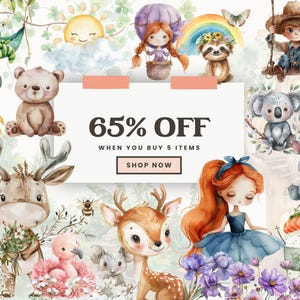 Spring Floral Animals Clipart, Spring Woodland, Spring Floral Clip Art ...