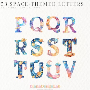 Space Alphabet Clipart, Digital Download, Boys Alphabet Png, Space ...