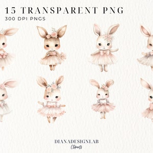 Bunny Tutu Clipart, Ballerina Baby Girl, Tutus Graphics, Watercolor ...