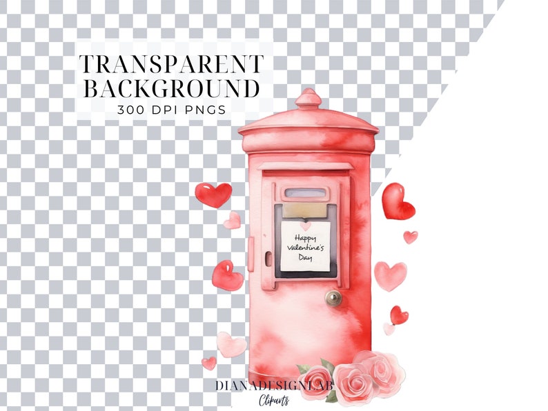 Valentine Mailbox Clipart, Instant Download, Mail Box, Valentines Day ...