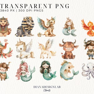 Mythical Beasts Clipart, Commercial Use, Digital Download, Boho Cryptid ...