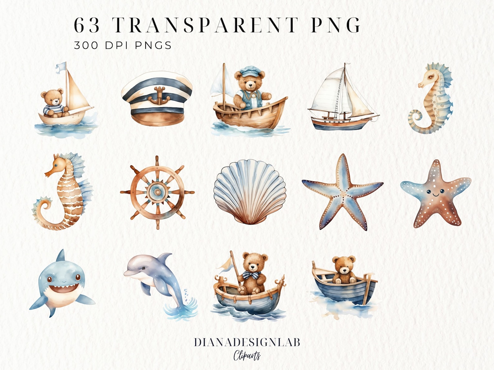 Cute Sailor Teddy Bear Clipart, Nautical Nursery Clip Art, Under the ...
