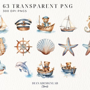 Cute Sailor Teddy Bear Clipart, Nautical Nursery Clip Art, Under the ...