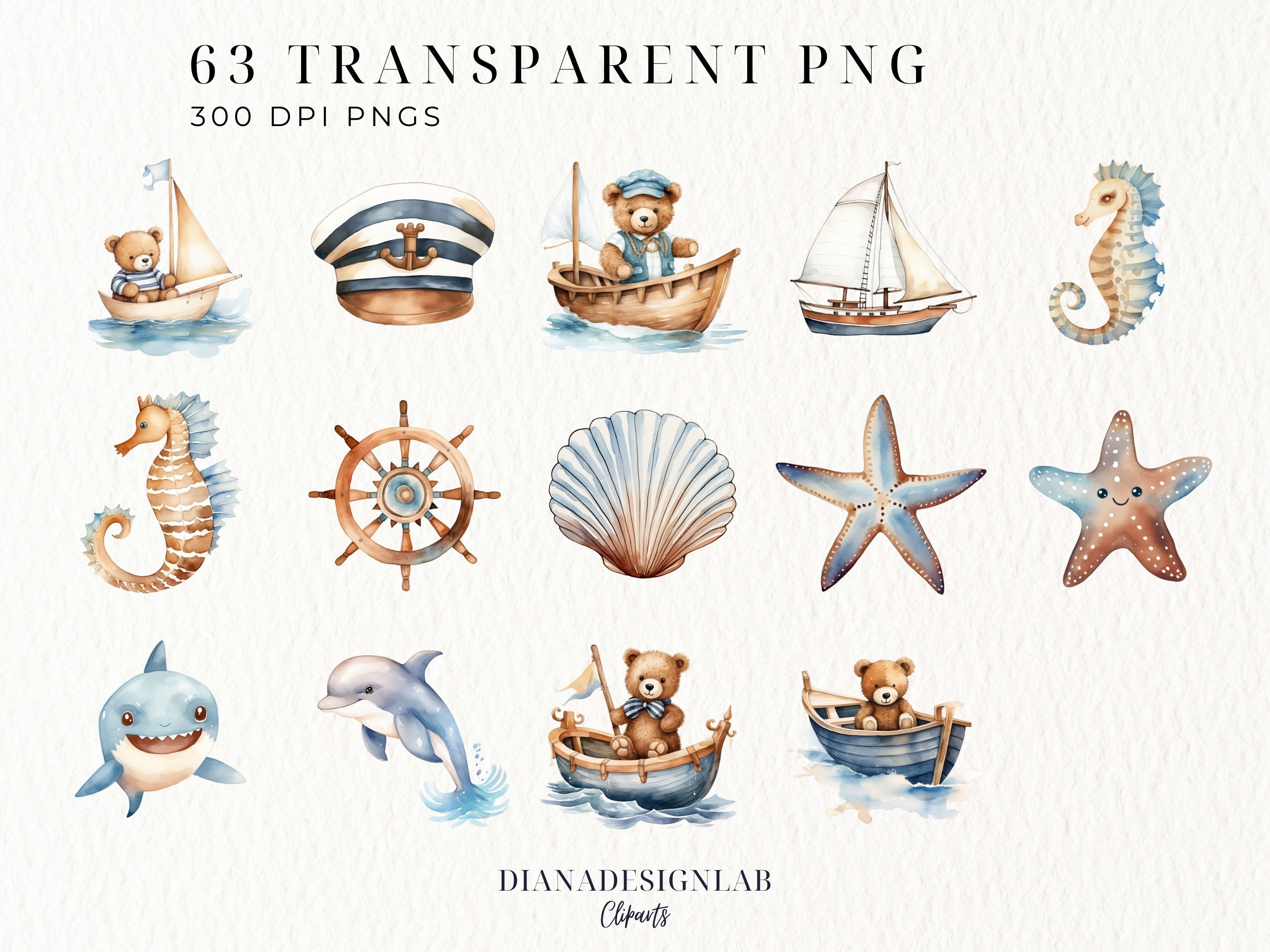 Cute Sailor Teddy Bear Clipart, Nautical Nursery Clip Art, Under the ...