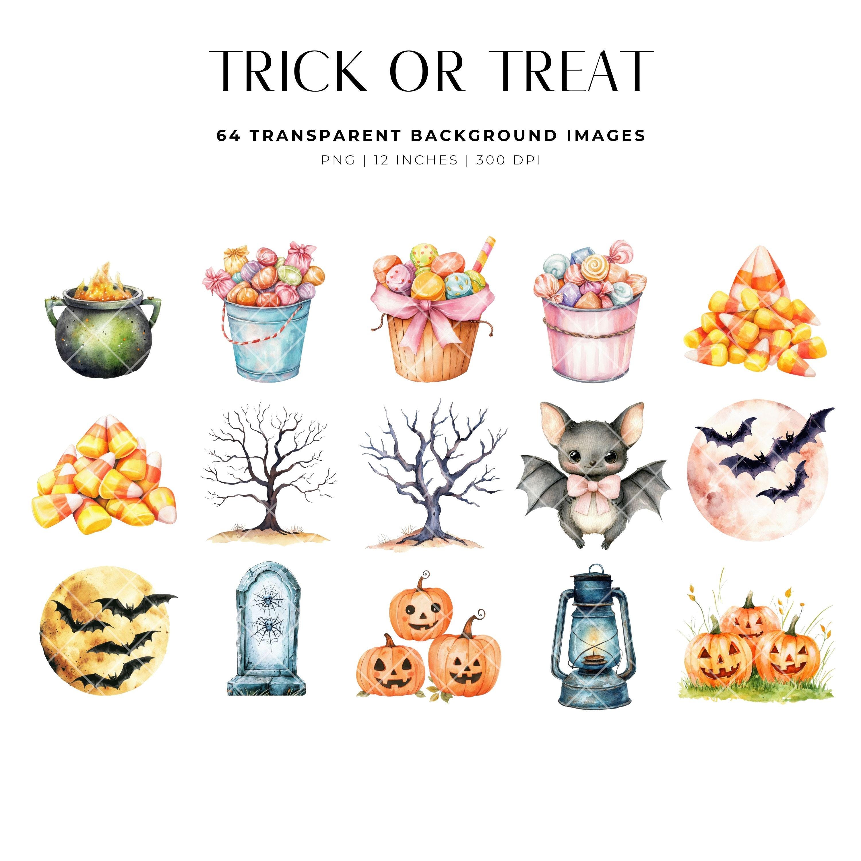 Cute Halloween Clipart Set, Kids in Halloween Costumes Clipart, Trick ...