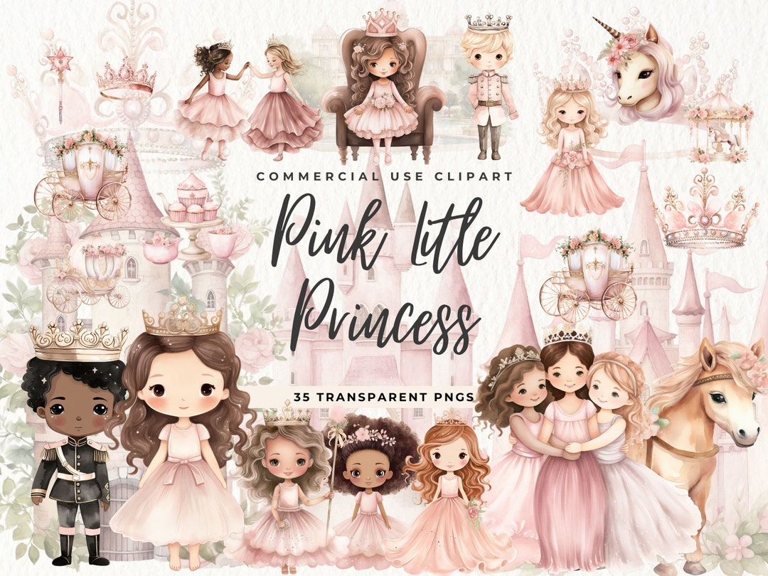 Little Princess Clipart Watercolor, Pink Magical Castle, Whimsical ...