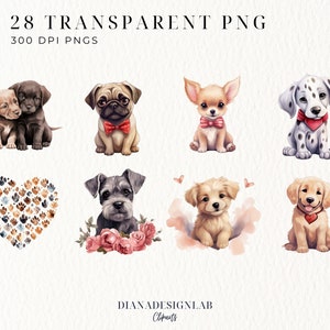 Valentines Day Dogs Clipart, Head Animals Clipart, Digital Download ...