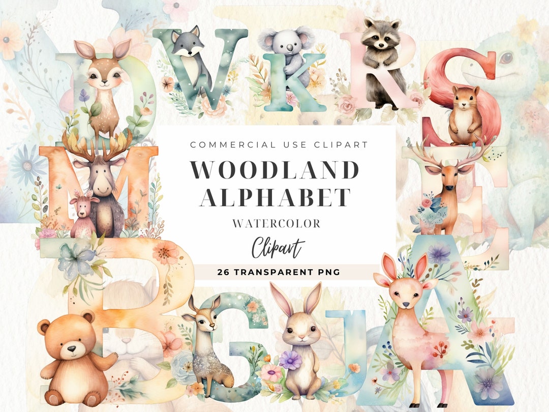 Woodland Alphabet Clipart, Letter Clip Art, Fog Forest, Commercial Use ...