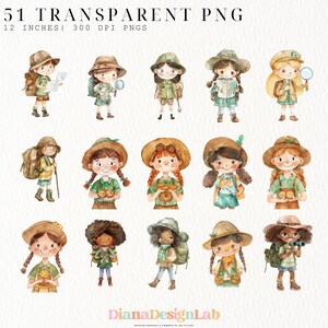 Girl Scout Clipart, Watercolor Scout Clip Art, Outdoor Activities ...