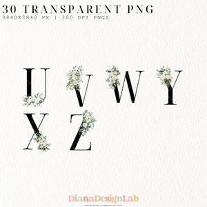Watercolor Floral Alphabet Clipart, Commercial Use, Wedding Letters Png ...