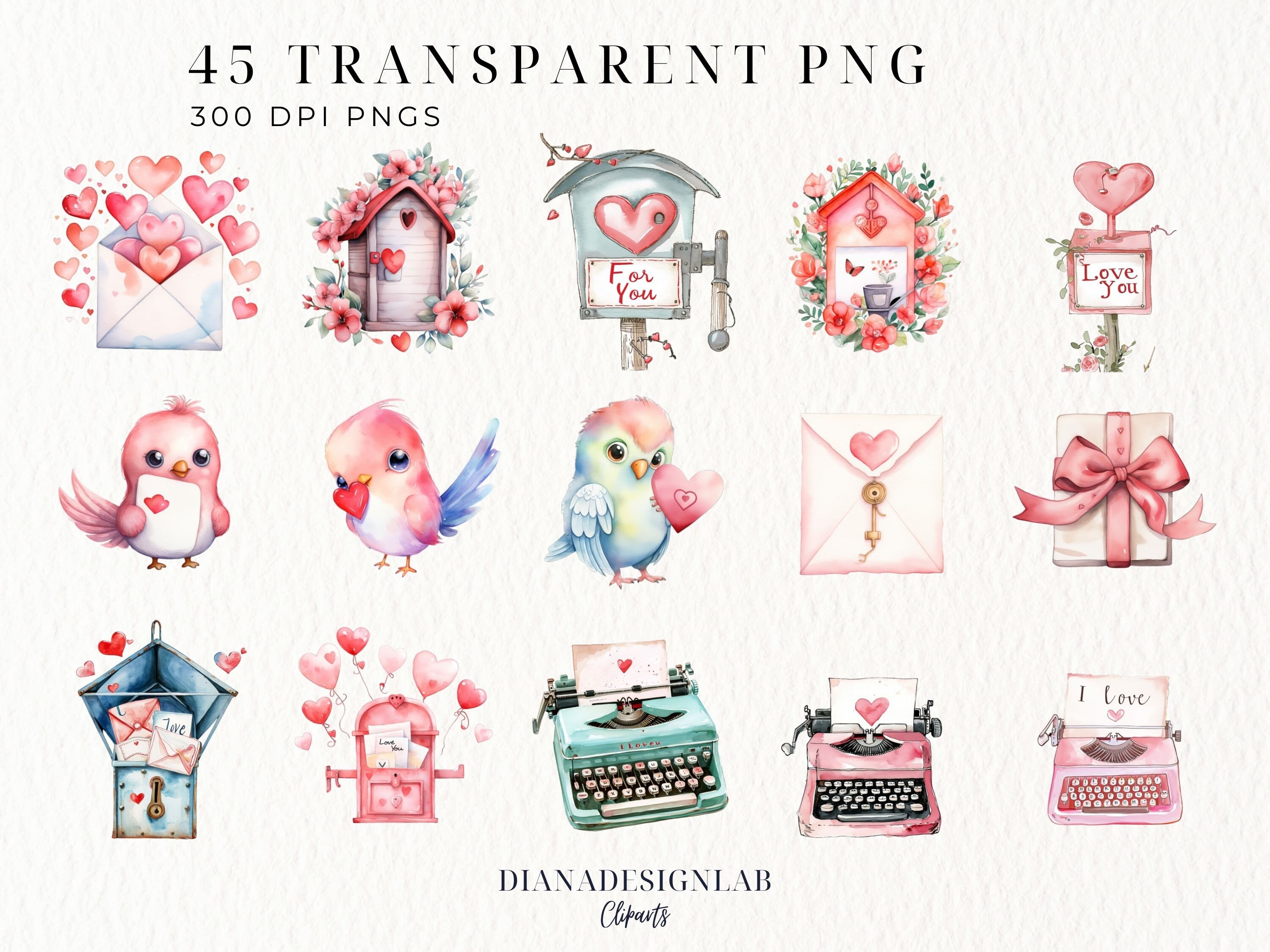 Valentine Mailbox Clipart, Instant Download, Mail Box, Valentines Day ...