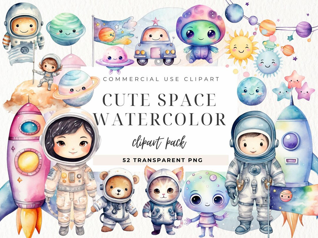 Astronaut and Space Watercolor Clipart, Teddy Bear Space, Boy Astronaut ...