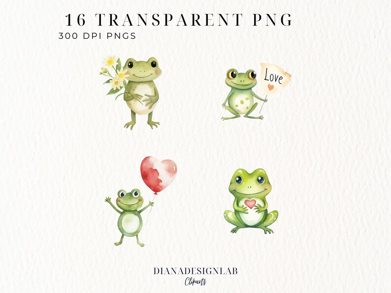 Frog Valentine Clipart, Digital Clipart Scrapbooking, Cute Frog, Couple ...