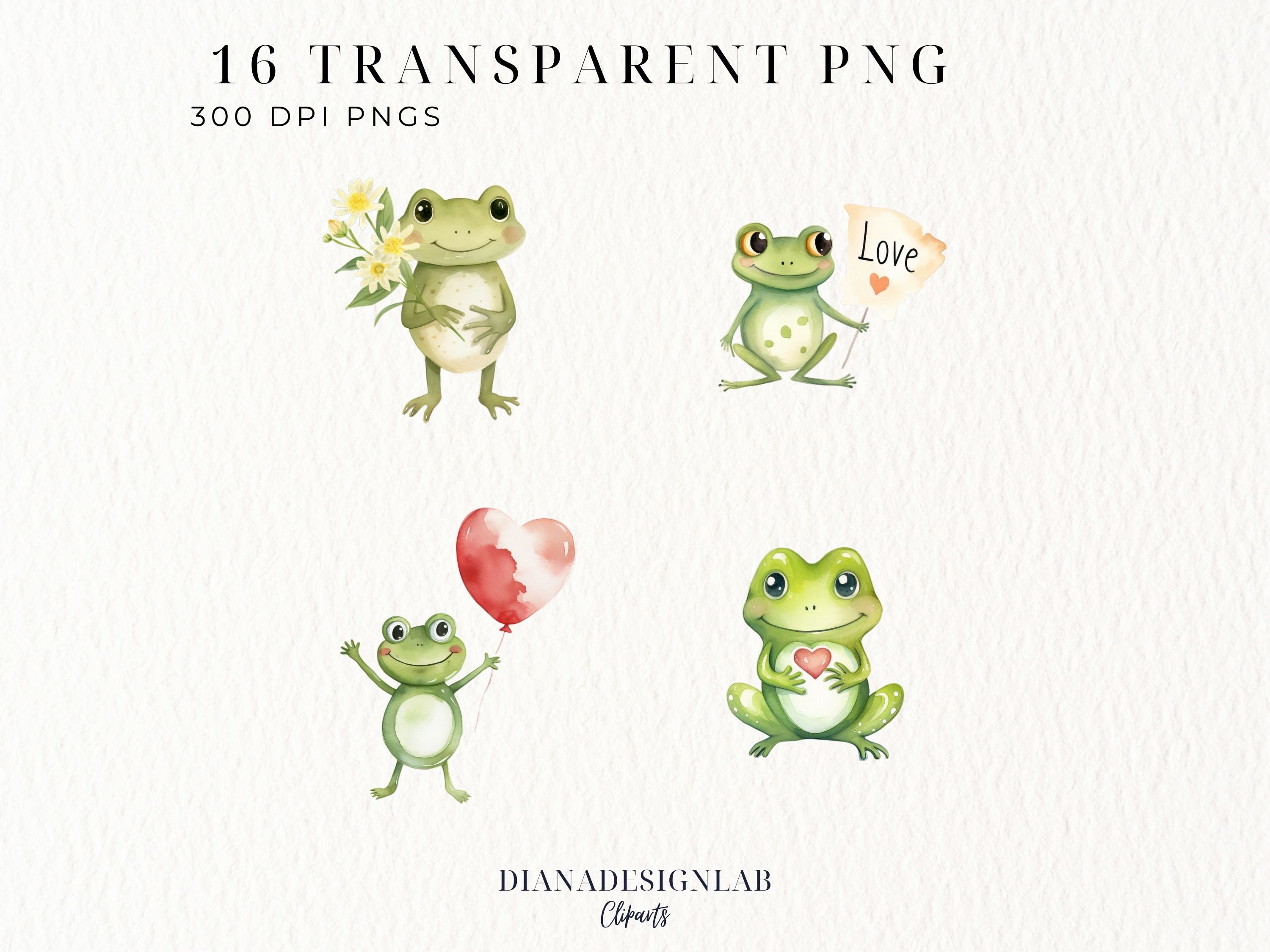 Frog Valentine Clipart, Digital Clipart Scrapbooking, Cute Frog, Couple ...
