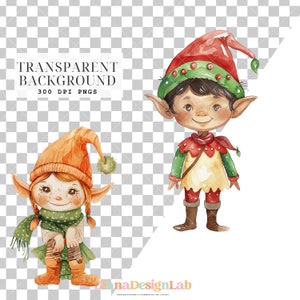 Watercolor Elf Clipart, Love Elves, Christmas Art, Forest Creatures ...