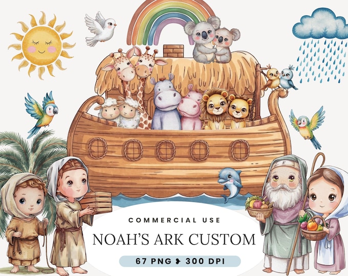 Noahs Ark Clipart, Bible Story, Biblical People, Cute Baby Animals ...