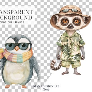 Summer Animals Clipart, Beach Safari, Sea Creatures, Holidays Clipart ...