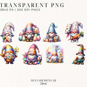 Watercolor Easter Gnome Clipart, Commercial Use, Spring Gnome Png ...