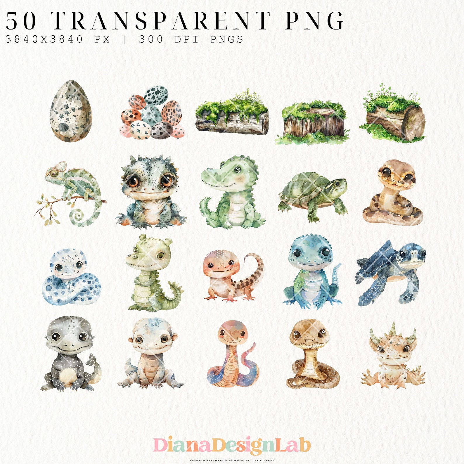 Watercolor Reptile Clipart, Lizard Cut File, Bearded Lizard, Reptile ...