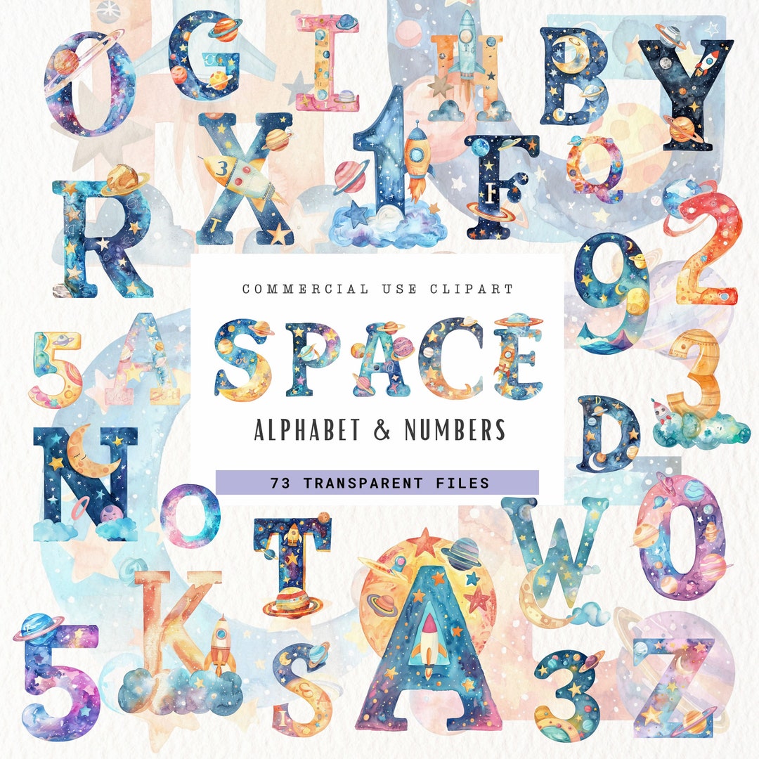 Space Alphabet Clipart, Digital Download, Boys Alphabet Png, Space ...