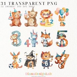 Animal Birthday Numbers Clipart, Age 1 to 18, Cool Animals, Nursery ...