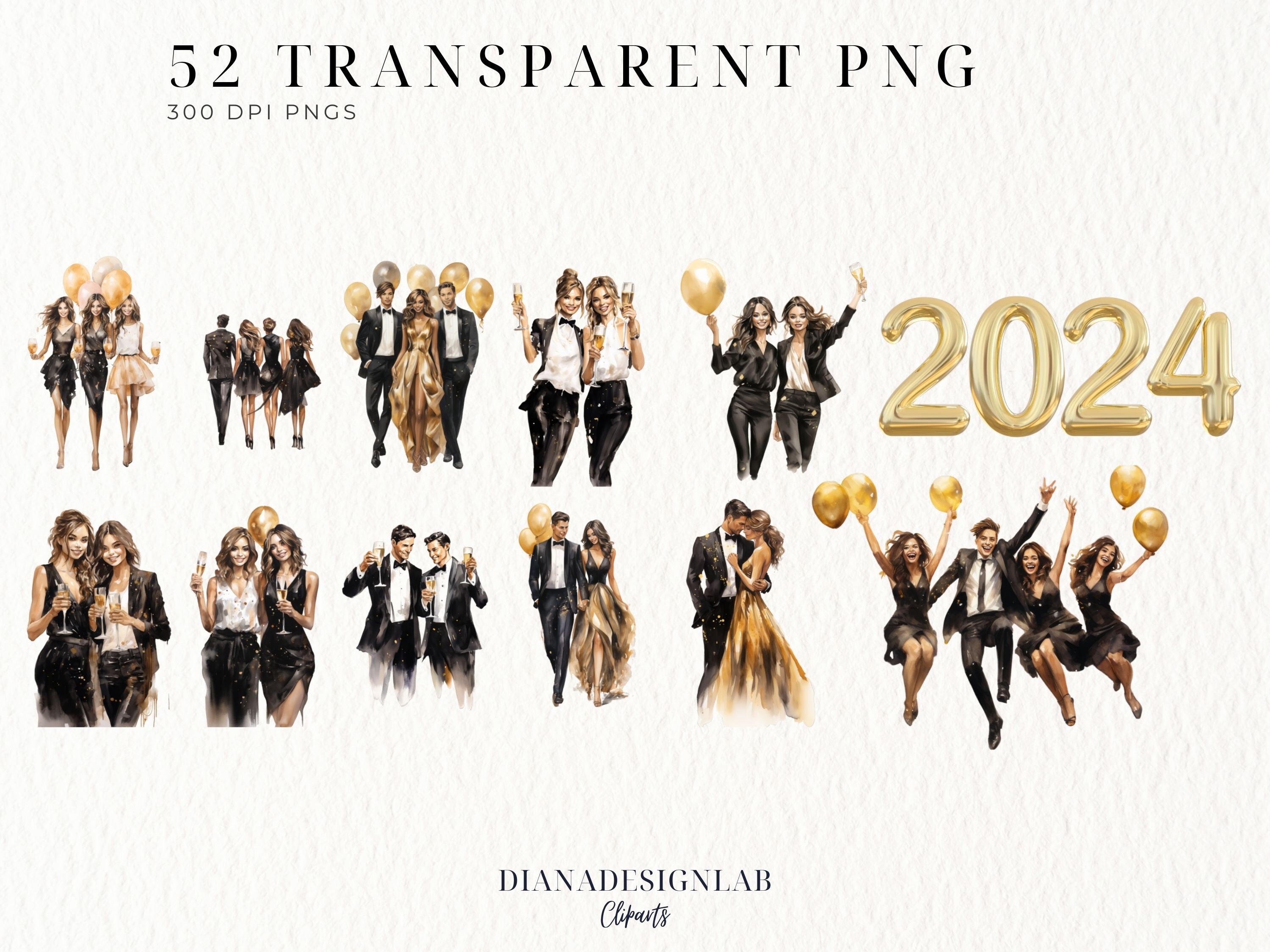 2024 New Years Clipart, New Years Eve Party Clipart, Happy New Year ...