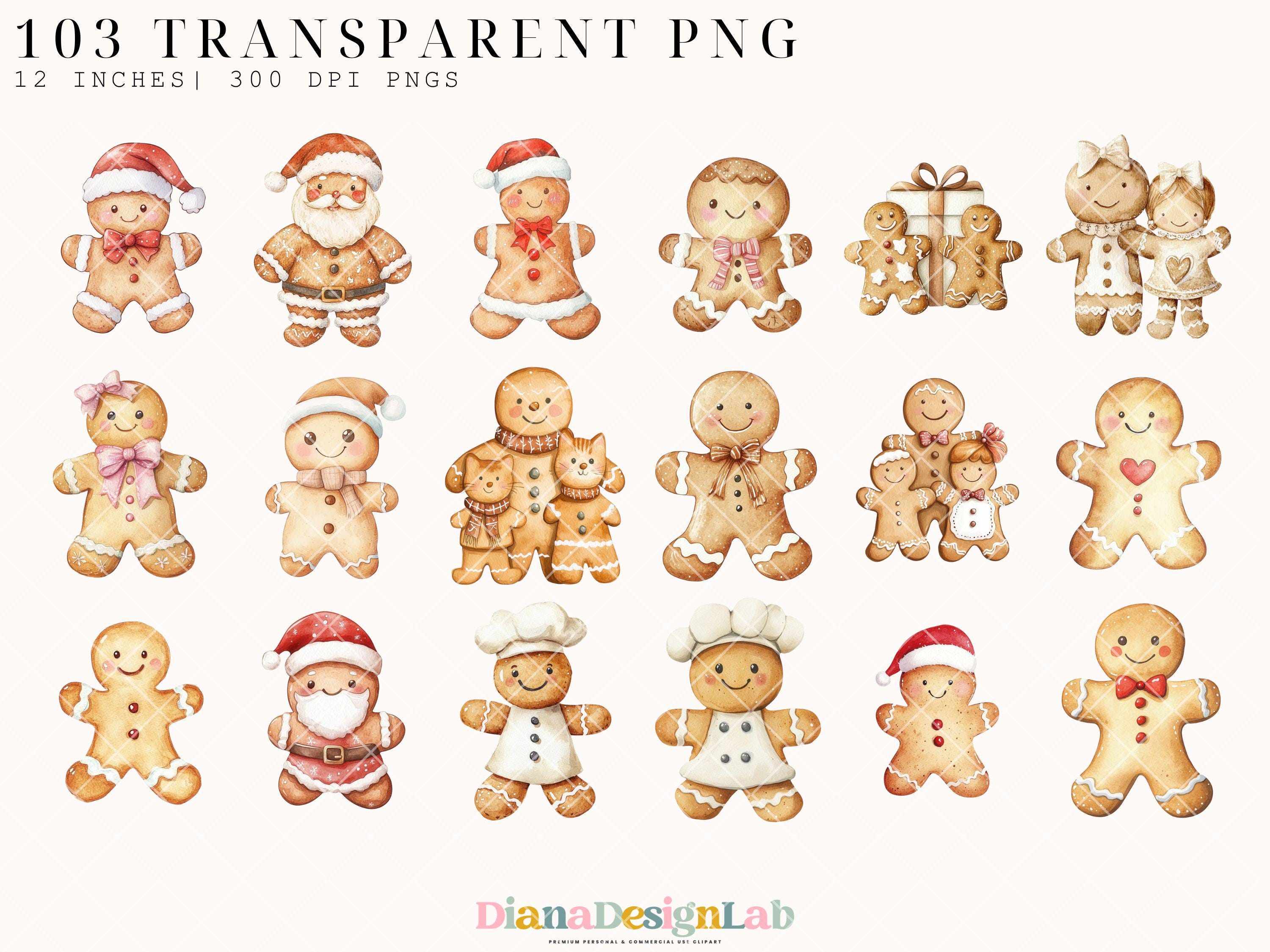 Gingerbread Family Clipart, Christmas, Digital Download, Festive Xmas ...