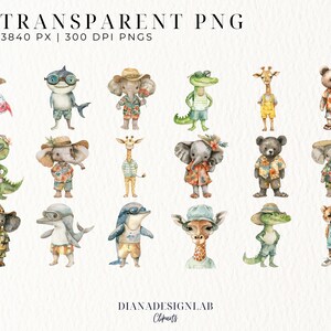 Summer Animals Clipart, Beach Safari, Sea Creatures, Holidays Clipart ...