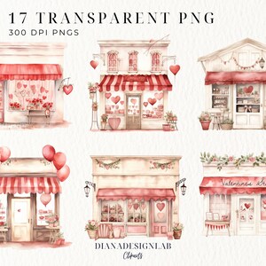 Valentines Shop Clipart, Coffee Shop Clipart, Romantic Clipart, Love ...