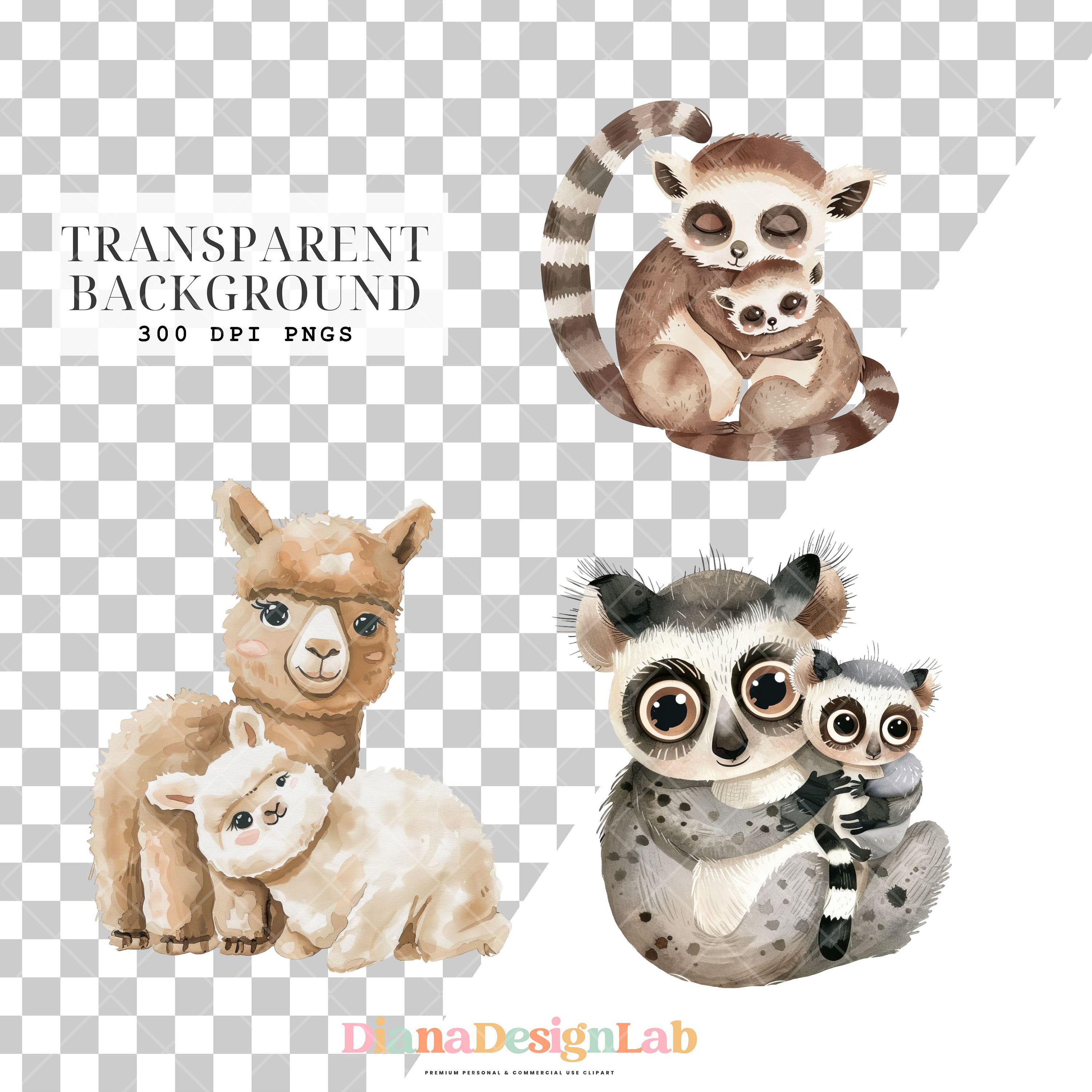 Mama and Baby Animal Clipart, Woodland Animals, Commercial Use, Cute ...