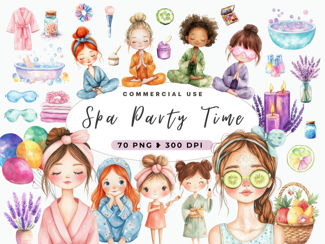 Girl Spa Party Clipart, Cute Character, Commercial Use, Manicure ...