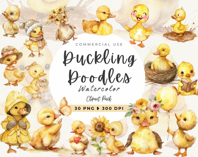 8 Entenfamilie Aquarell Clipart, druckbare hochwertige Aquarell süße ...