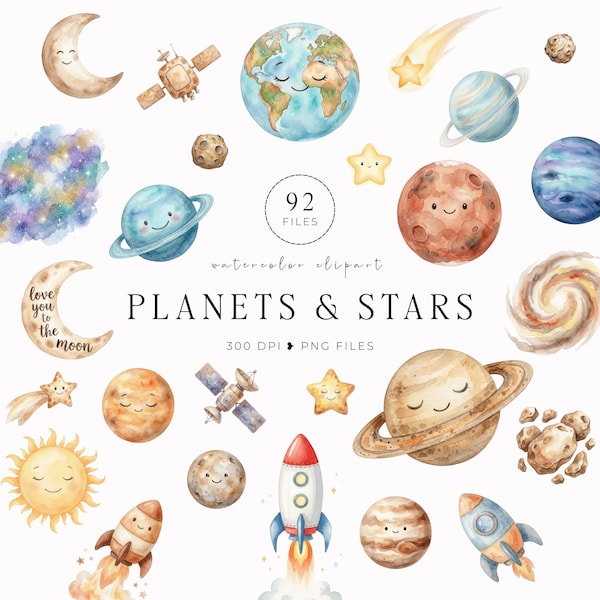 Planets Moon Stars Png - Etsy UK