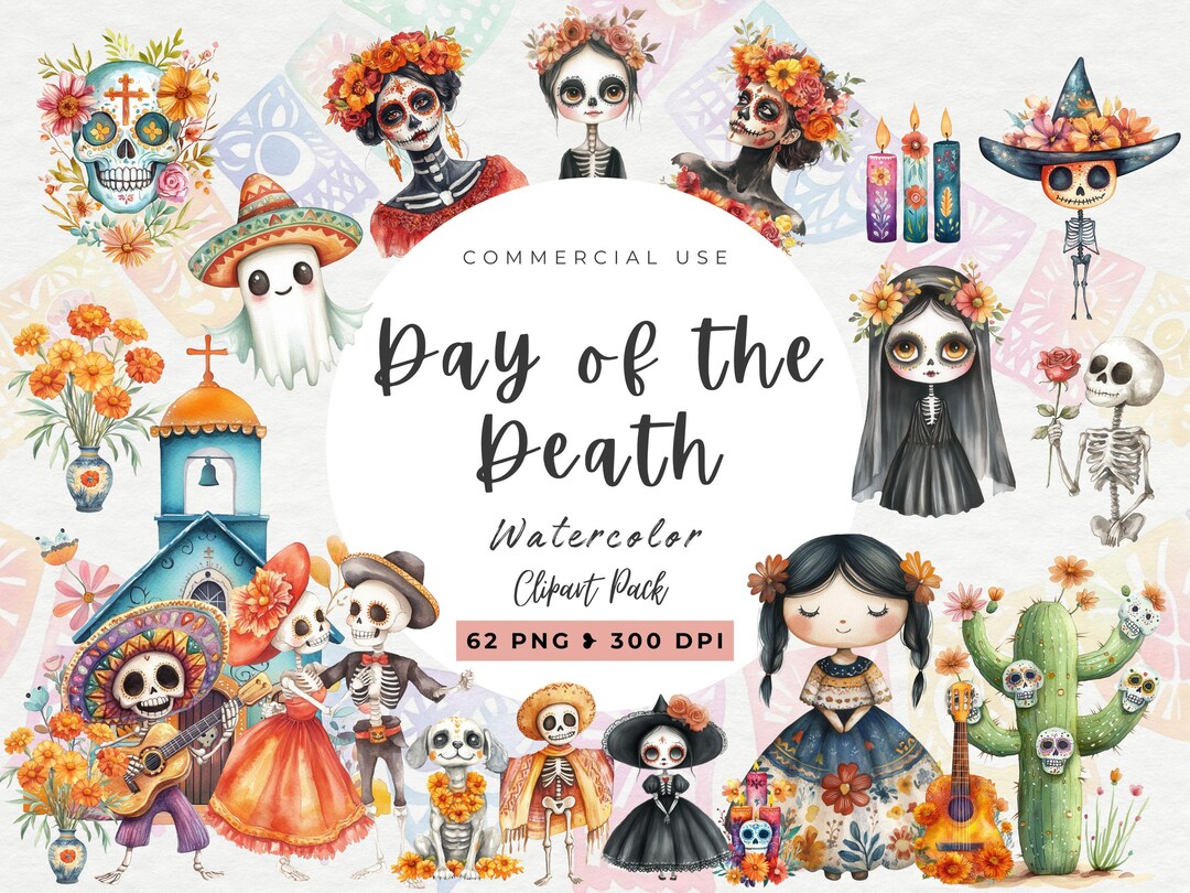 Mexican Halloween Clipart, Day of the Dead, Commercial Use, Dia De Los ...