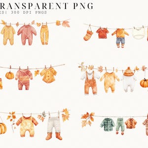 Fall Baby Clothes Line Clipart, Nursery Decor, Boho Baby Shower ...