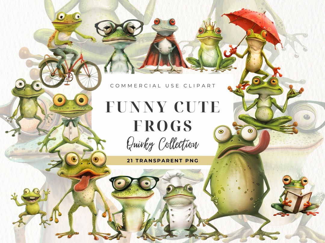 Funny and Cute Frogs Clipart, Frog, Froggy Illustration, Quirky ...