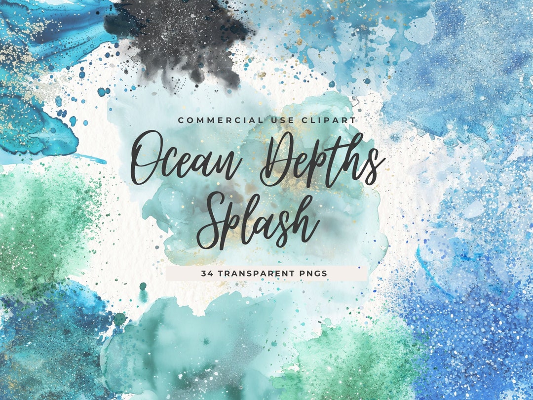 Blue Watercolor Splatter Clipart, Abstract Background, Splashes Deep ...