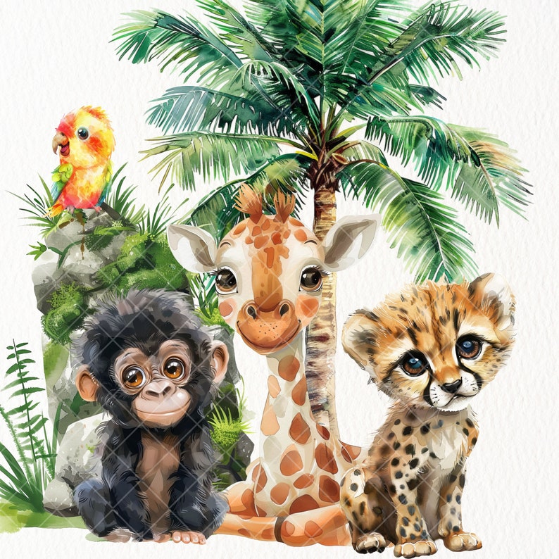 Jungle Babies Clipart, Baby Shower Jungle, Safari Nursery Decor ...