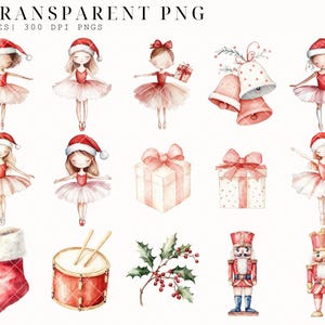 Watercolor Christmas Ballerina Clipart, Nutcracker, Princess, Kid ...
