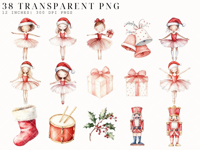 Watercolor Christmas Ballerina Clipart, Nutcracker, Princess, Kid ...