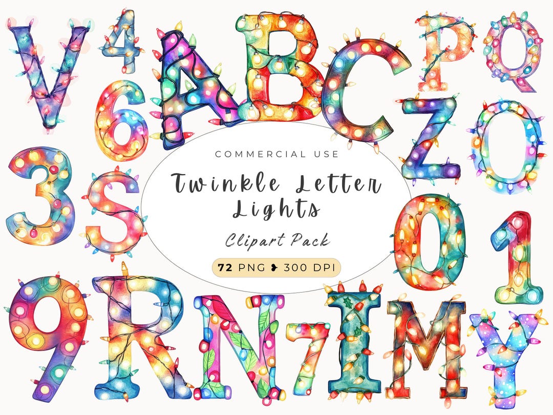 Christmas Watercolor Alphabet and Numbers Clipart, Letters and Numbers ...