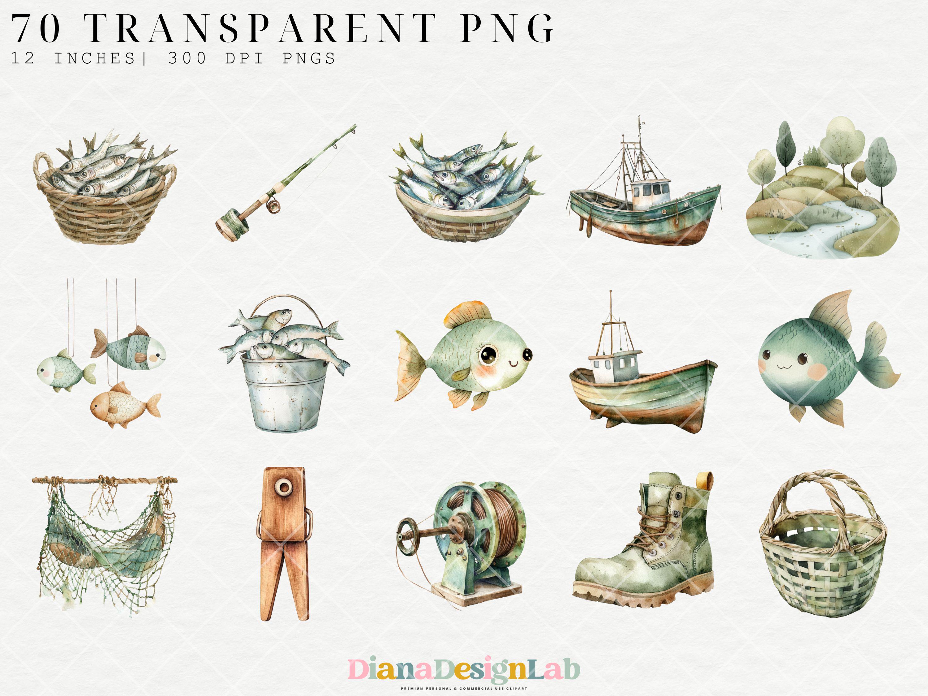 Little Fisherman Clipart, Little Boy Fishing, Printable Watercolor ...
