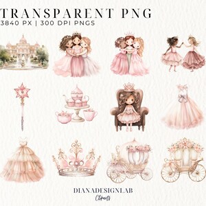 Little Princess Clipart Watercolor, Pink Magical Castle, Whimsical ...
