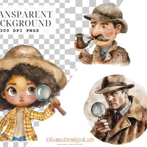 Watercolor Detective Clipart, Detective Graphics, Private Investigator ...