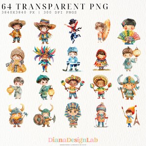 Children Around the World Clipart, Multicultural Boys, Traditional ...