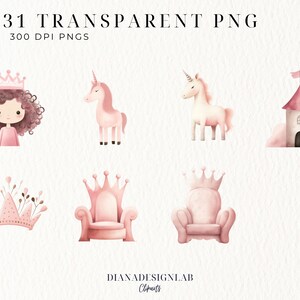 Little Princess Clipart Watercolor, Pink Magical Castle, Whimsical ...