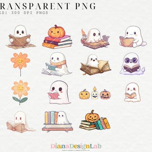Bookish Ghost Clipart, Instant Download, Halloween Png, Svg, Designs ...