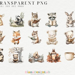 Woodland Reading Clipart, Fall Autumn, Baby Animals, Back to School ...