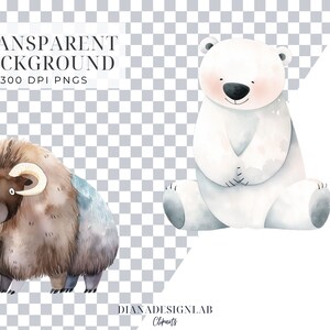 Arctic Animals Watercolor Clipart, Penguins, Winter Holiday Graphic ...