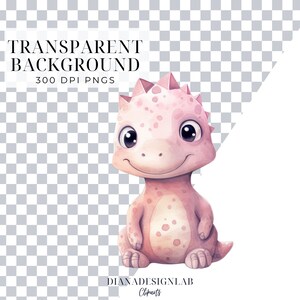 Girl Dino Watercolor Clipart, Baby Shower, Dino Digital Download ...